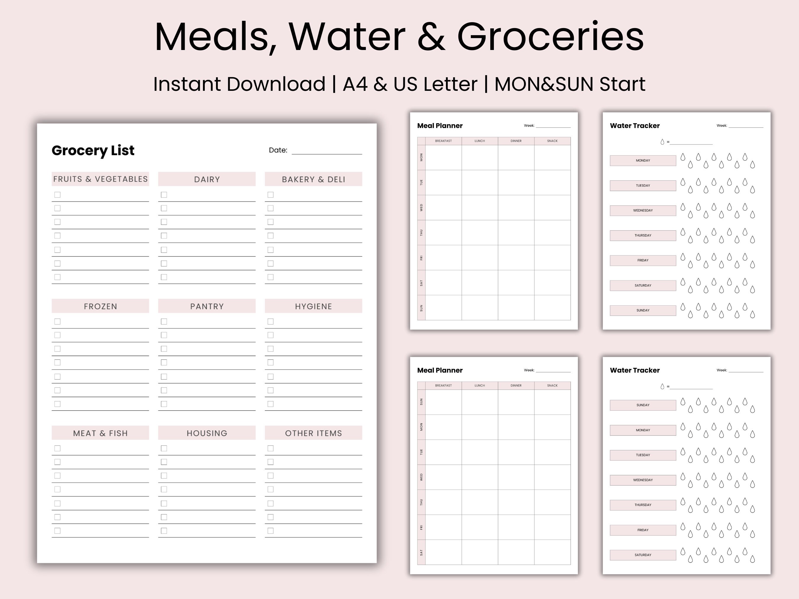 Printable Fitness Planner Bundle, Exercise Tracker, Calorie Tracker ...