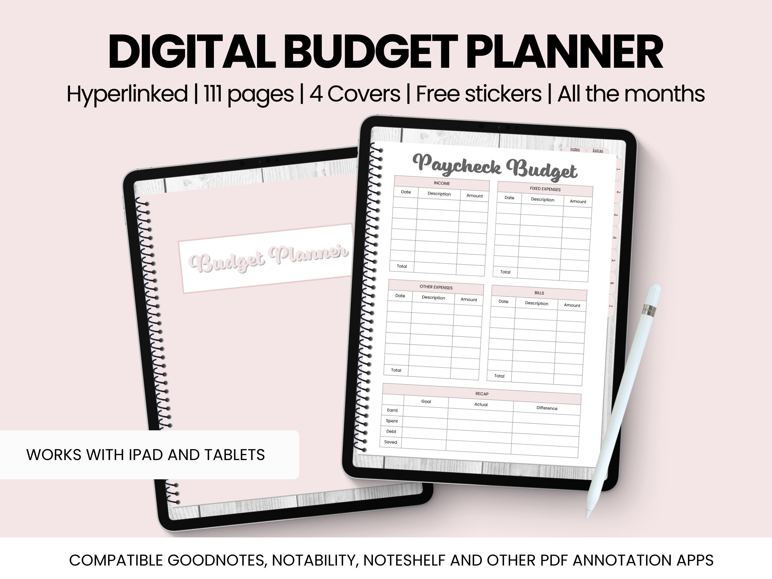 Undated Digital Budget Planner, Goodnotes Budget Planner, Budget ...