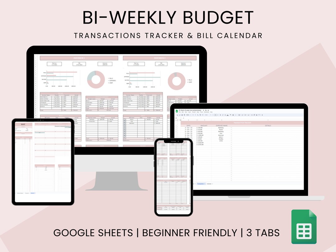 Bi-Weekly budget planner template for Google Sheets paycheck - Etsy México