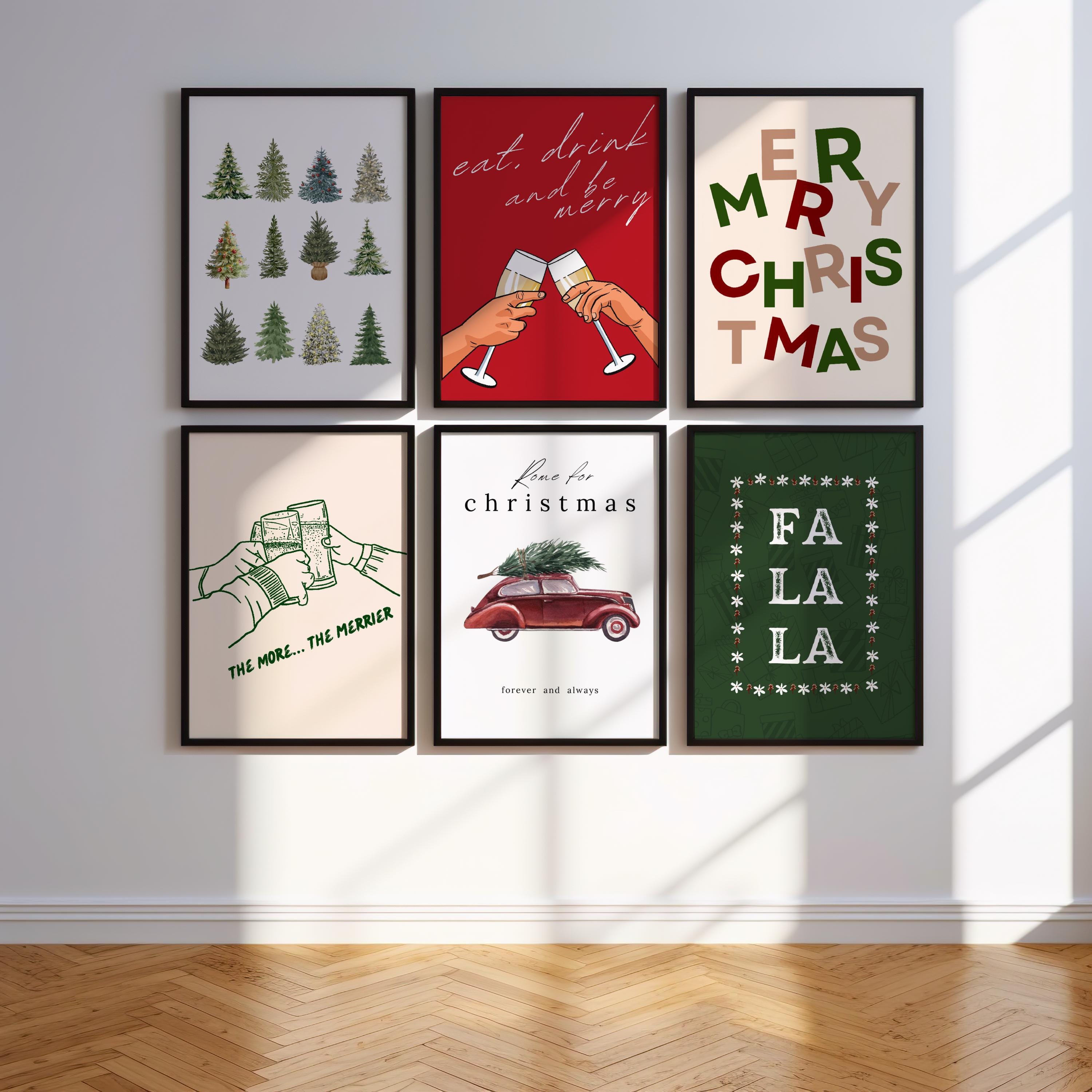 Set of 28 Coquette Christmas Wall Art, Trendy Holiday Prints, Festive ...