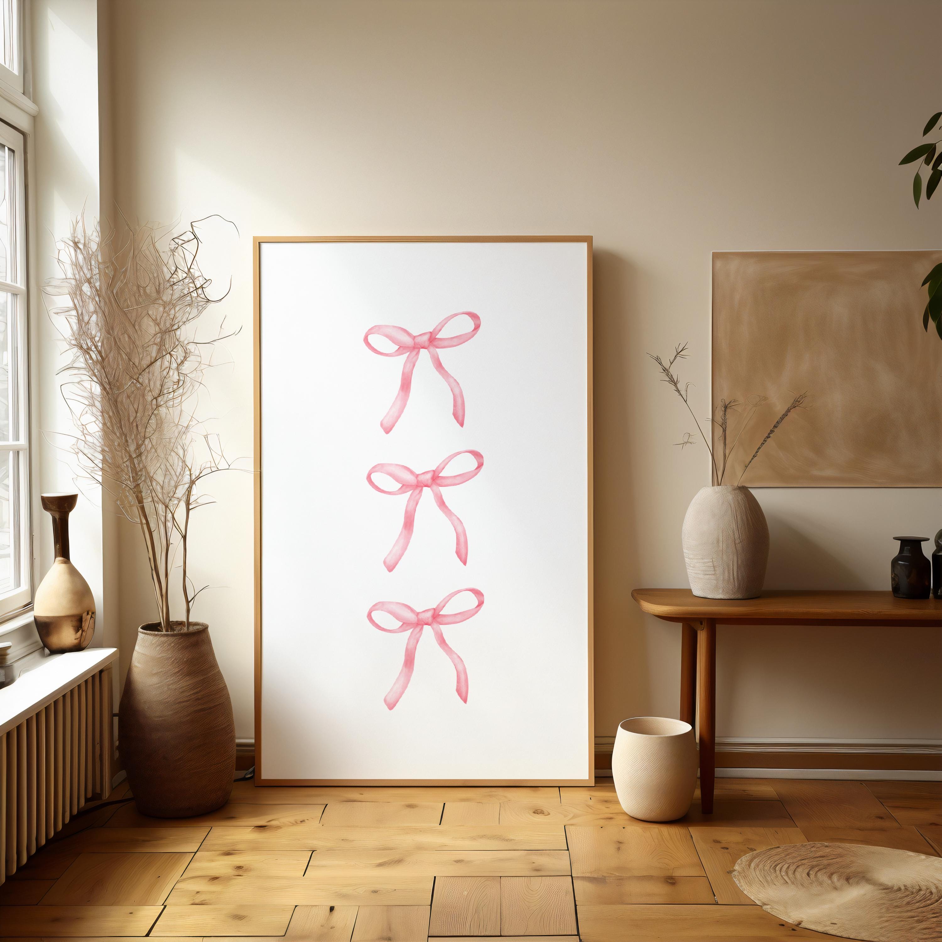 Pink Bow Printable Wall Art, Coquette Room Decor, Preppy Trendy ...