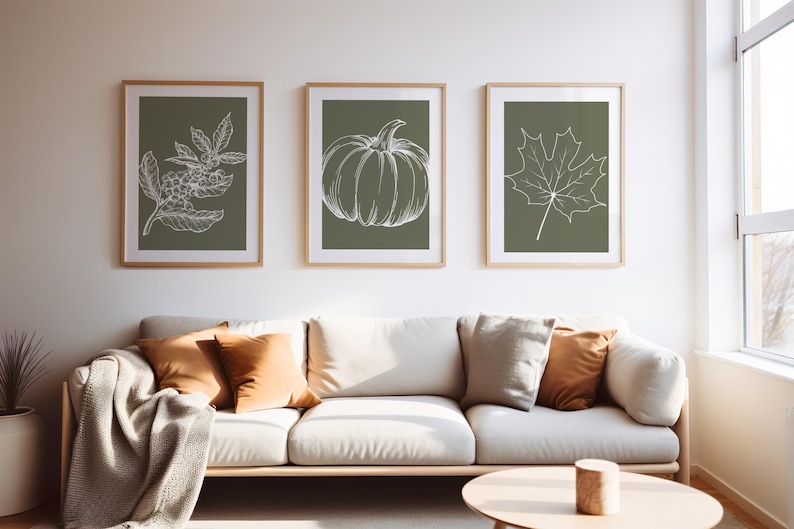 Autumn Printable Art Set of 3, Warm Fall Prints, Autumn Pumpkin Print ...