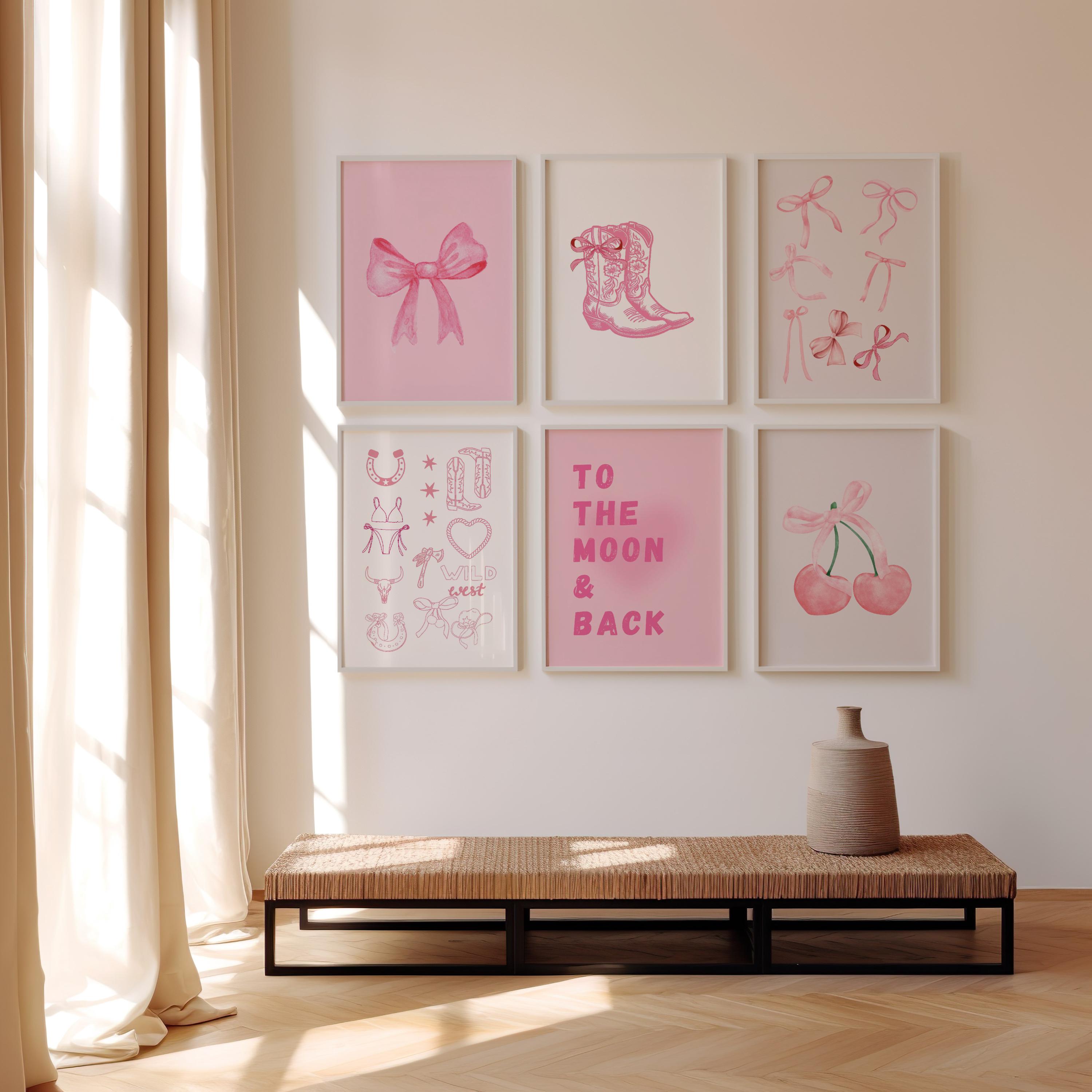 Set of 9 Trendy Pink Wall Art Prints Preppy Room Decor, Preppy ...