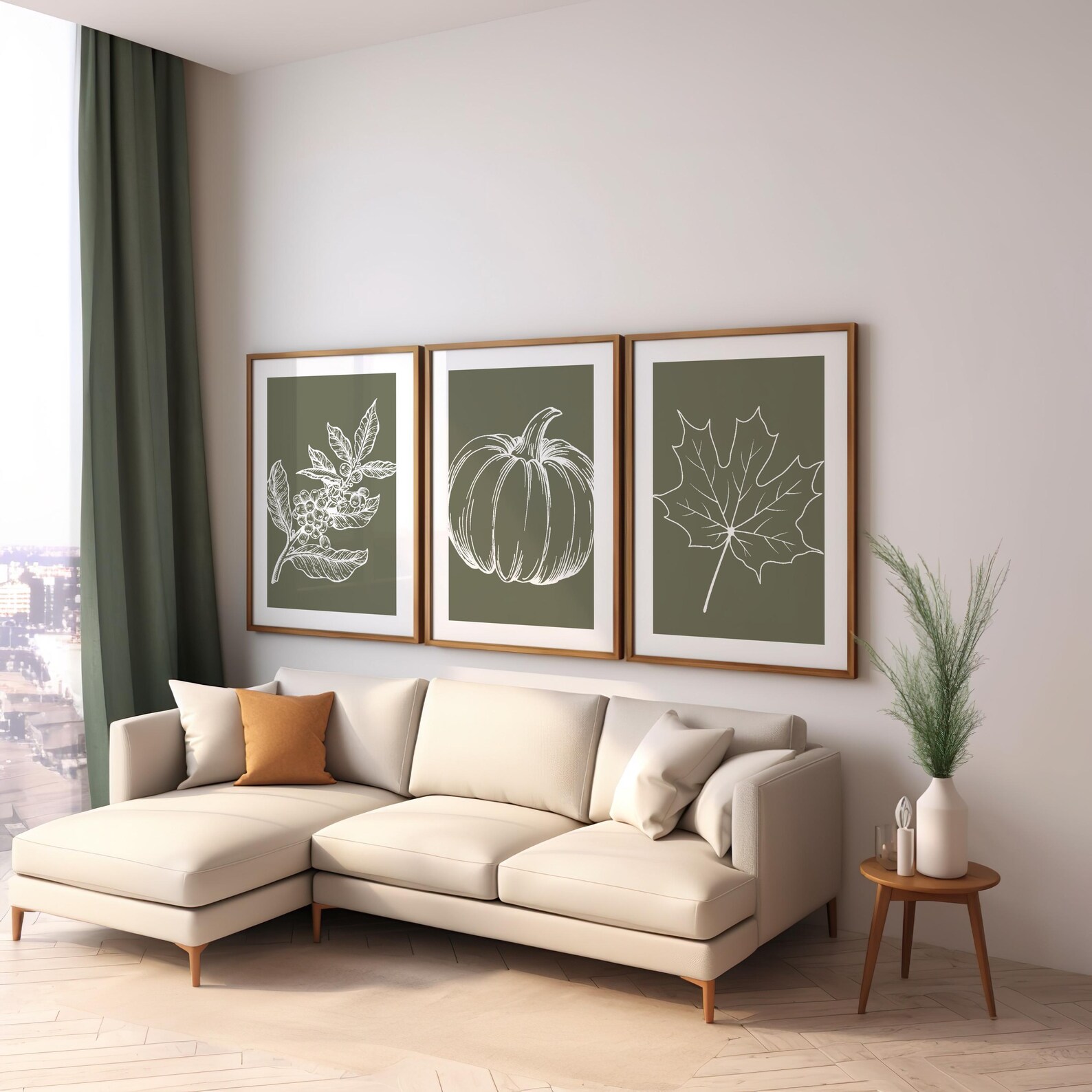 Autumn Printable Art Set of 3, Warm Fall Prints, Autumn Pumpkin Print ...