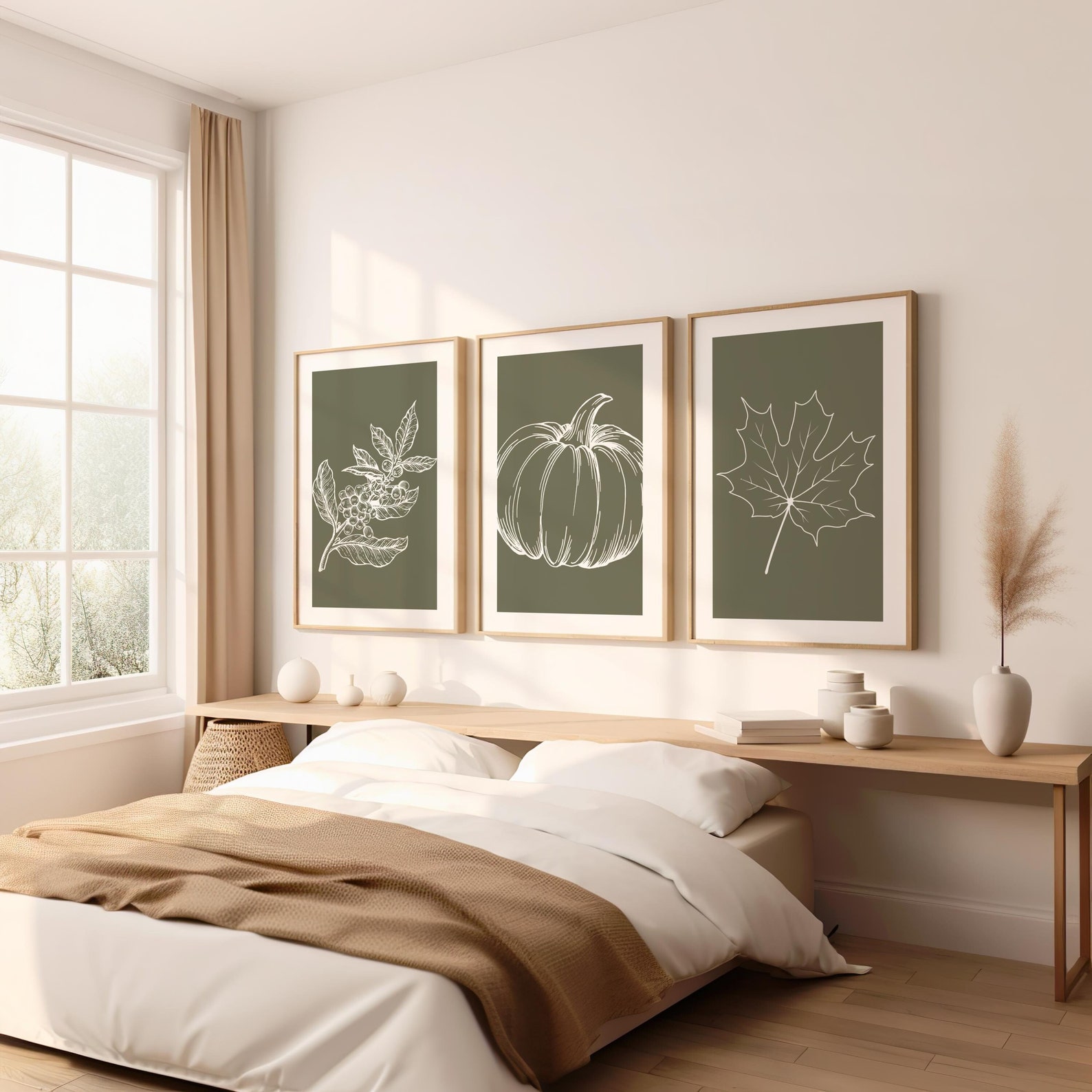 Autumn Printable Art Set of 3, Warm Fall Prints, Autumn Pumpkin Print ...