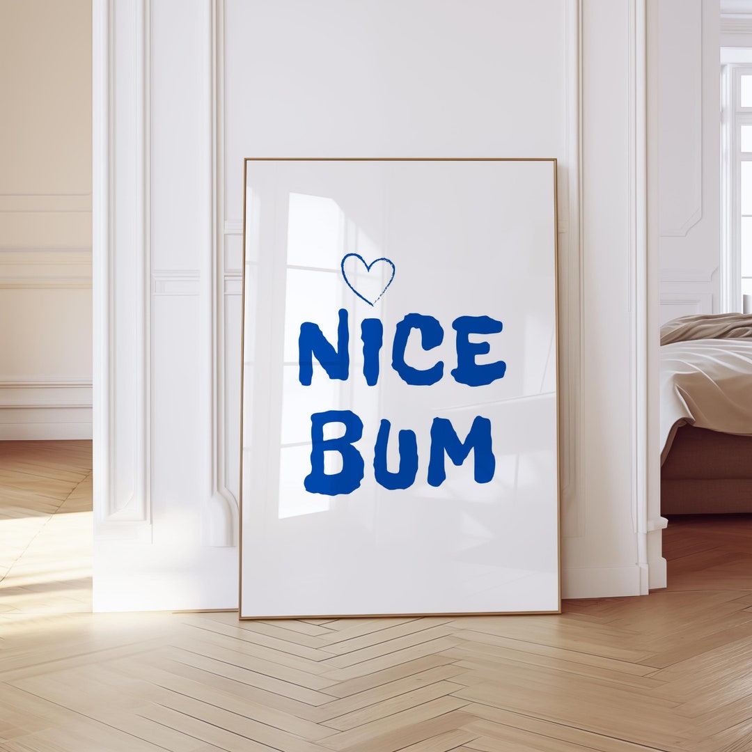 Nice Bum Pink Print, Funny Bathroom Wall Art Poster, Retro Print ...