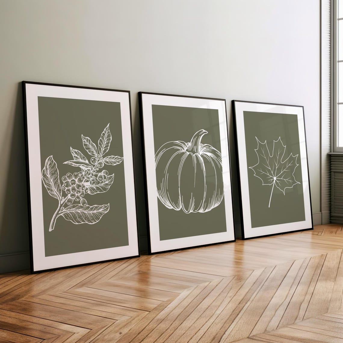 Autumn Printable Art Set of 3, Warm Fall Prints, Autumn Pumpkin Print ...