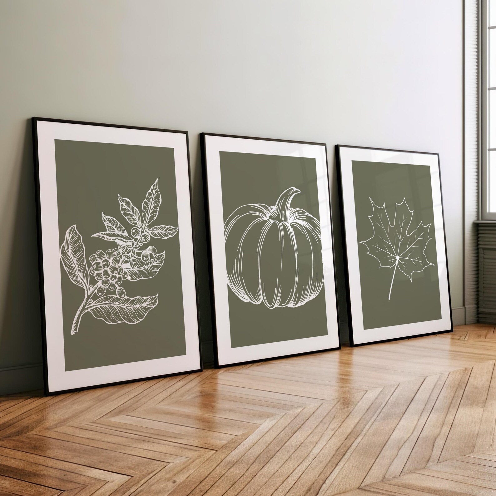 Autumn Printable Art Set of 3, Warm Fall Prints, Autumn Pumpkin Print ...