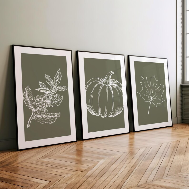 Autumn Printable Art Set of 3, Warm Fall Prints, Autumn Pumpkin Print ...