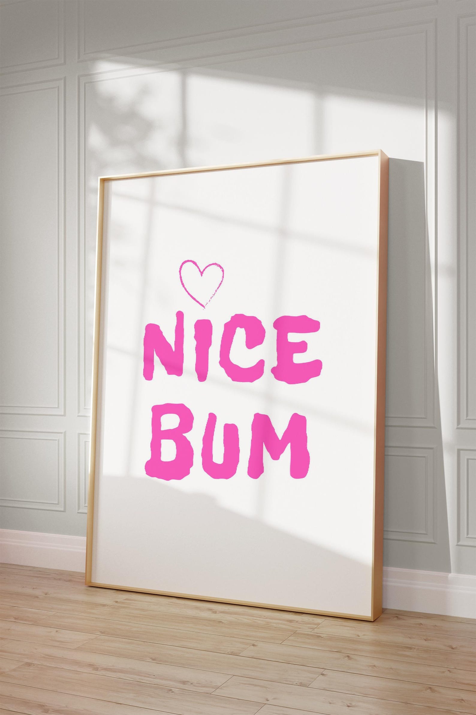 Nice Bum Trendy Bathroom Print College Bathroom Art Funny Pink Quote ...
