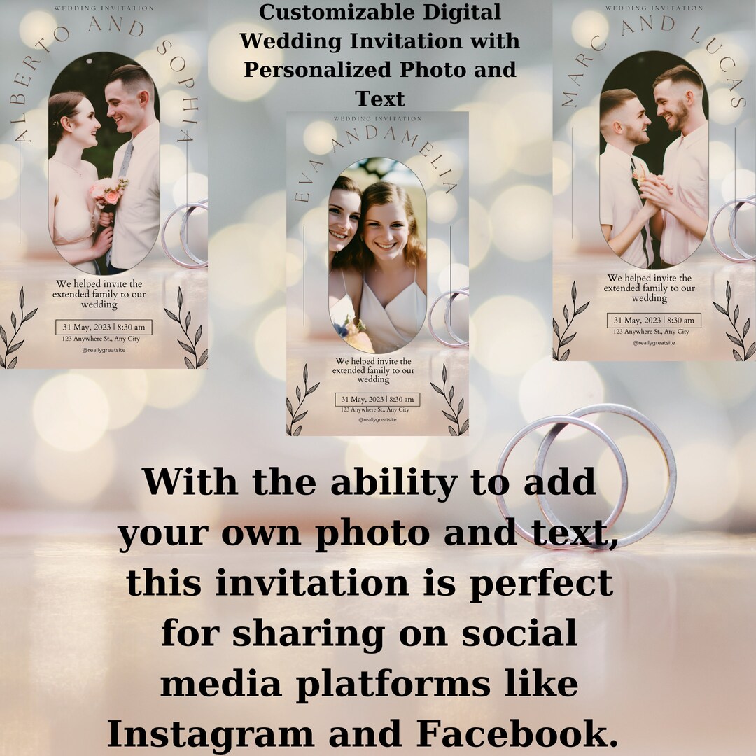 Customizable Digital Wedding Invitation With Personalized Photo and ...