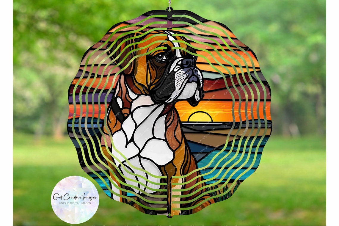 Boxer Dog Stained Glass Clipart, Round Image, Instant Digital Download ...