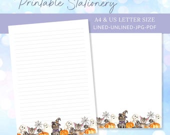 Halloween Themed Printable Stationery, Fun Instant Download Writing ...