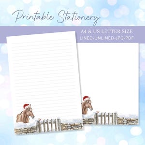 Christmas Horse Printable Stationery, Winter Scene Instant Download ...
