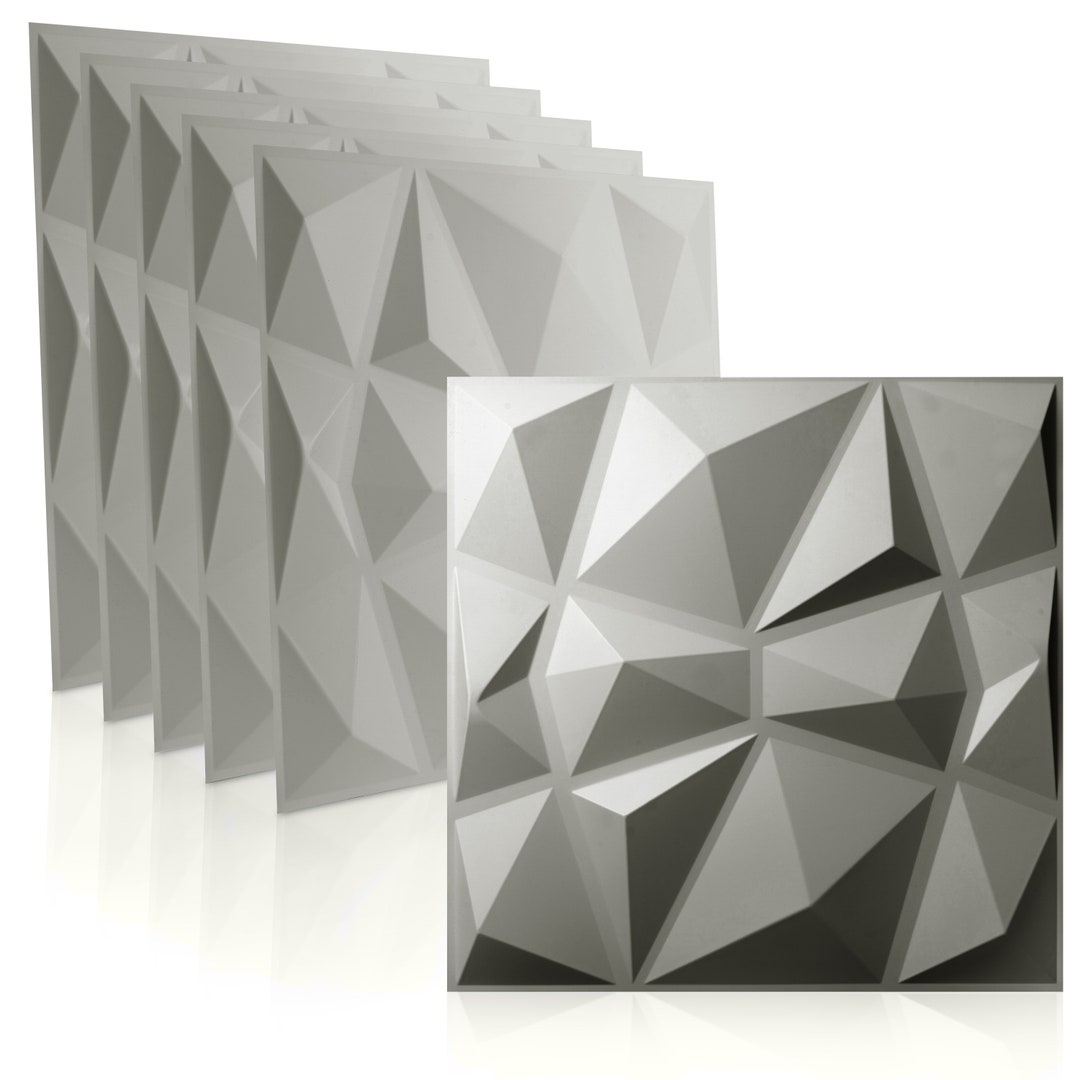 WANEELL - 3D Wall Panels Diamond Design-12 Pieces 50 Cm X 50 Cm Wall ...