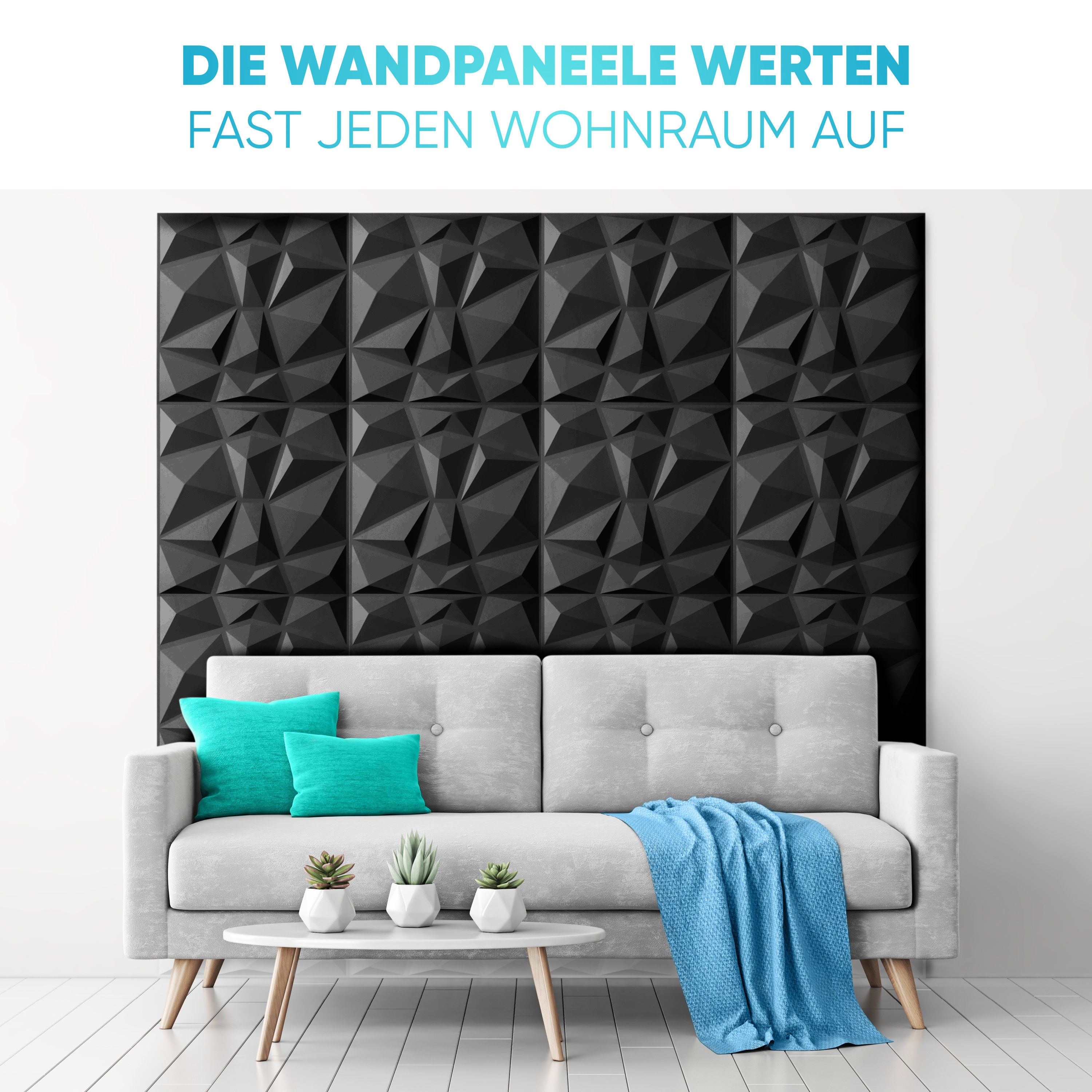 WANEELL - 3D Wandpaneele Diamond Design-12 Stück 50cm x 50cm ...