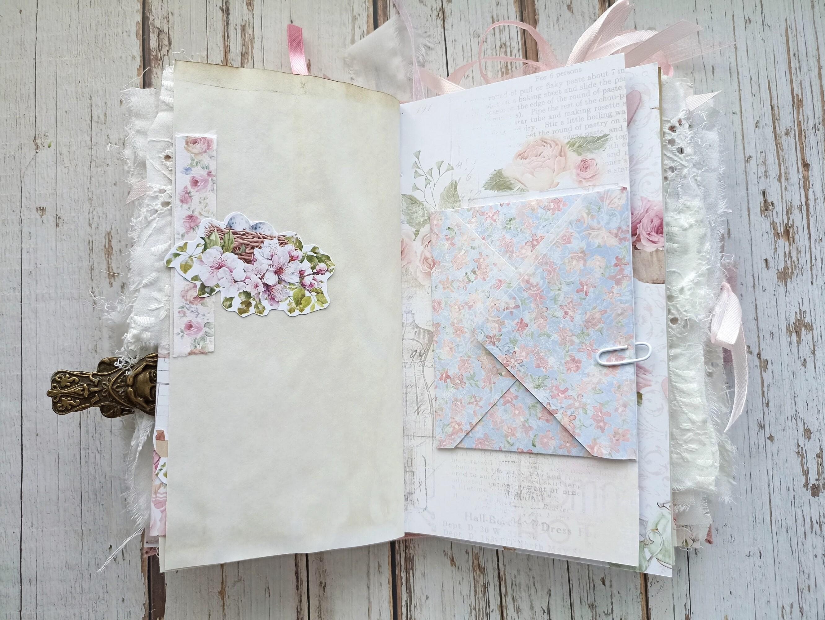 Lace Decorated Junk Journal for Sale Garden Roses Treasure Book Elegant ...