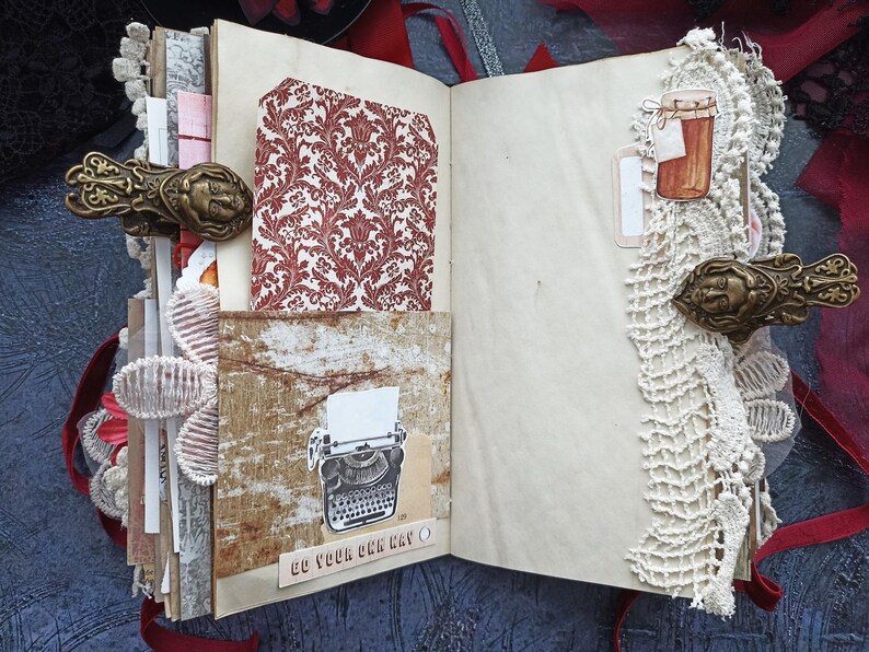 Vintage Dark Red Junk Journal for Sale Antique Roses Treasure Book ...