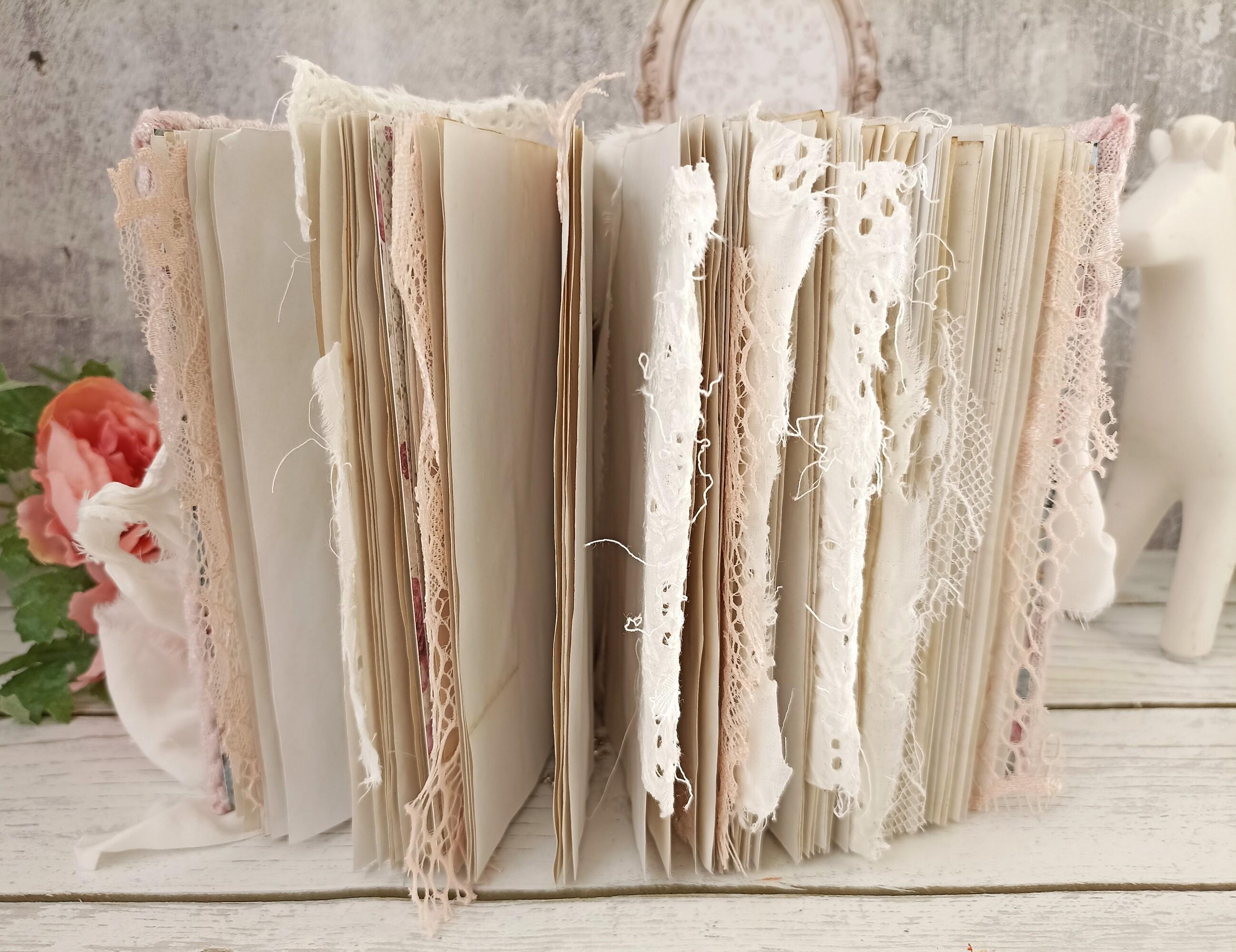 Lace Garden Daisy Junk Journal Handmade Blank Pink Fabric Wedding Guest ...