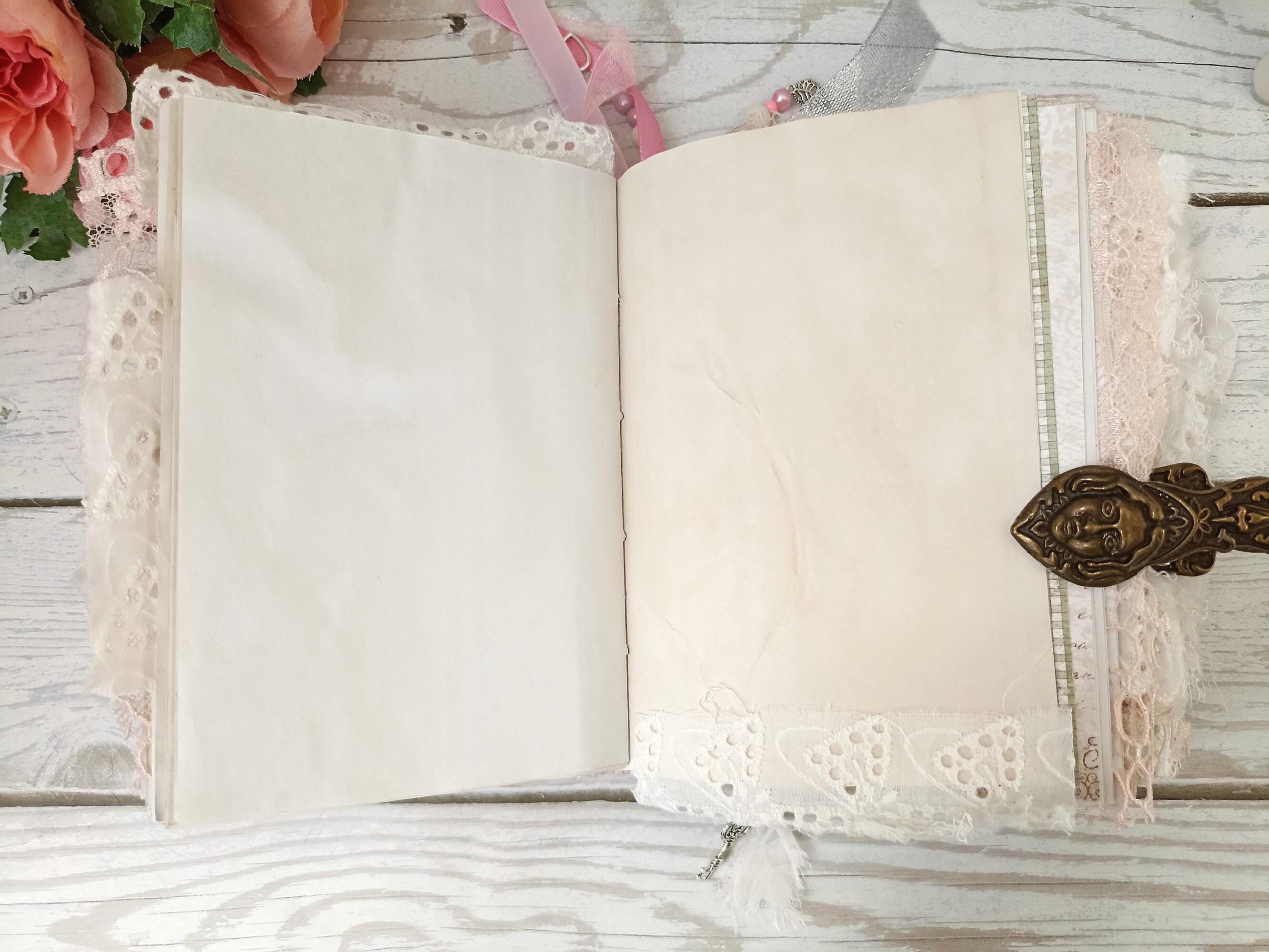 Lace Garden Daisy Junk Journal Handmade Blank Pink Fabric Wedding Guest ...