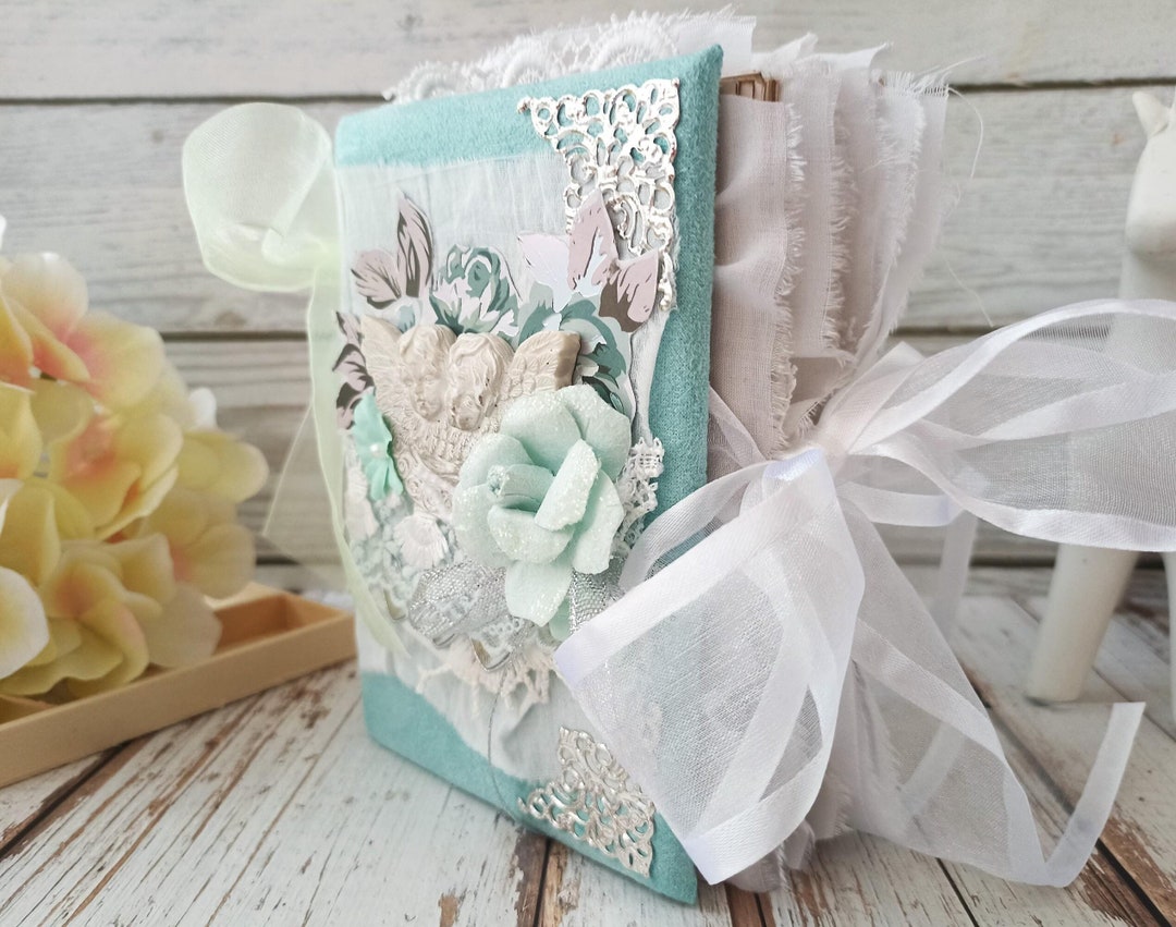 Mint Wedding Treasure Book Junk Journal for Sale BLANK Lace Floral ...