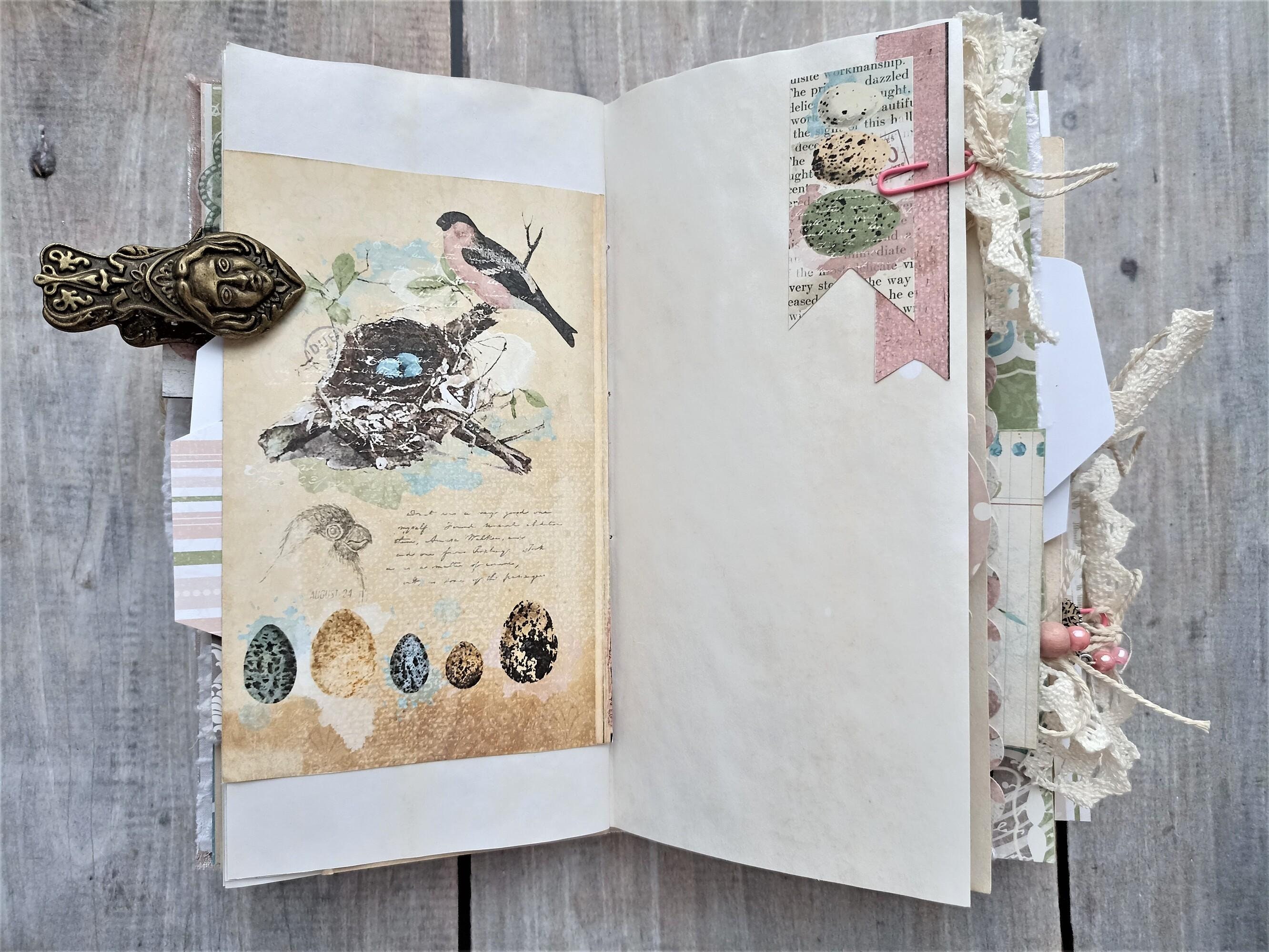 Botanical Birds Junk Journal Handmade Lace Plants Flower - Etsy