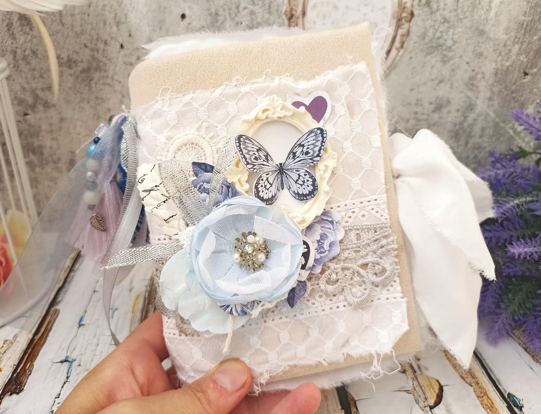 Chunky Floral Victorian Junk Journal Handmade Blank Lace Moth Butterfly ...