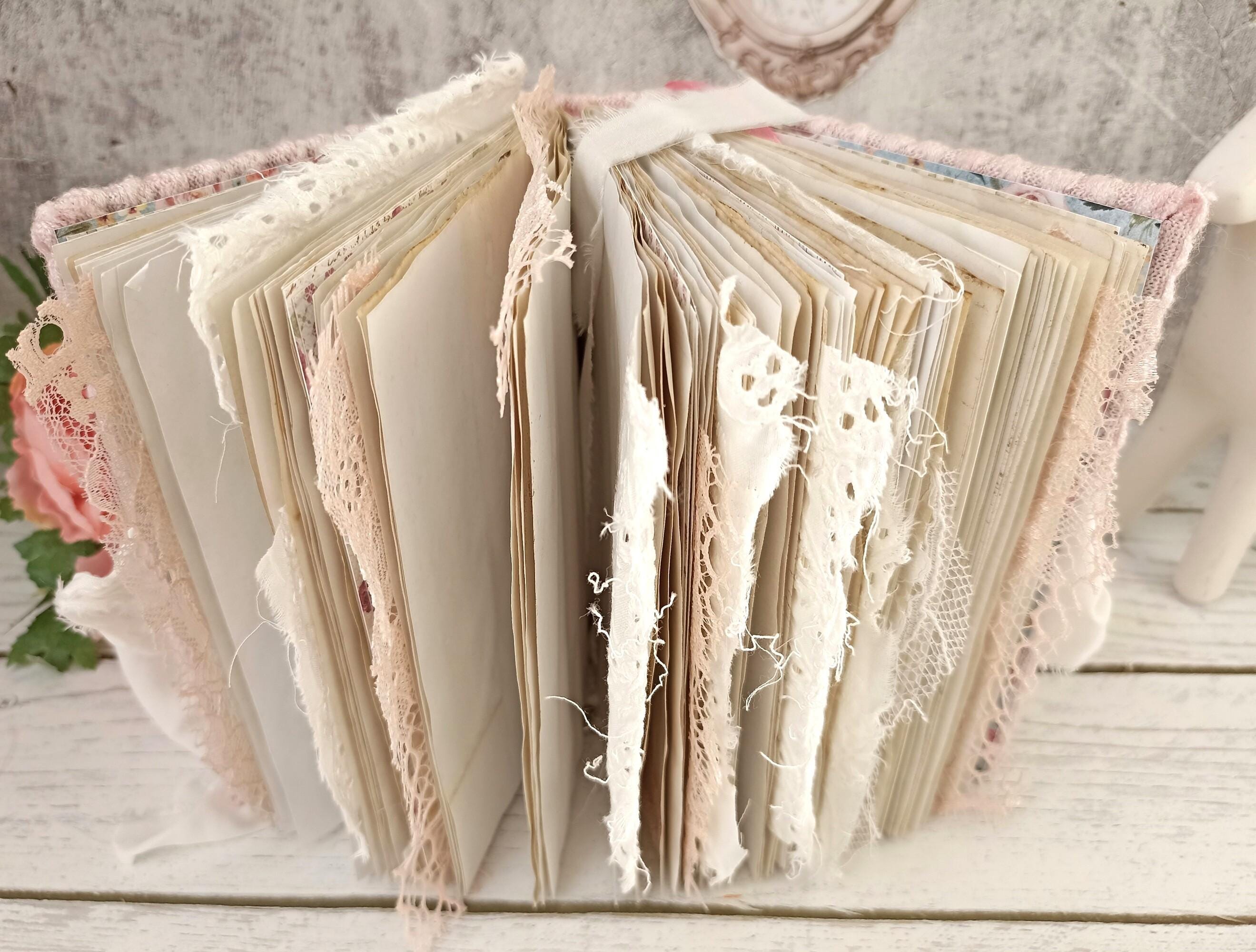 Lace Garden Daisy Junk Journal Handmade Blank Pink Fabric Wedding Guest ...