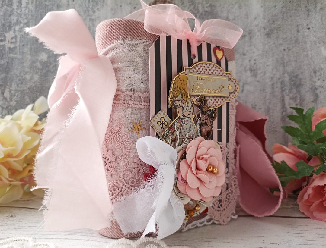 Alice in Wonderland Junk Journal Blank: Handmade Lacey Dream Alice's ...