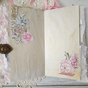 Birds Roses Junk Journal for Sale French Romantic Lace Journal Handmade ...