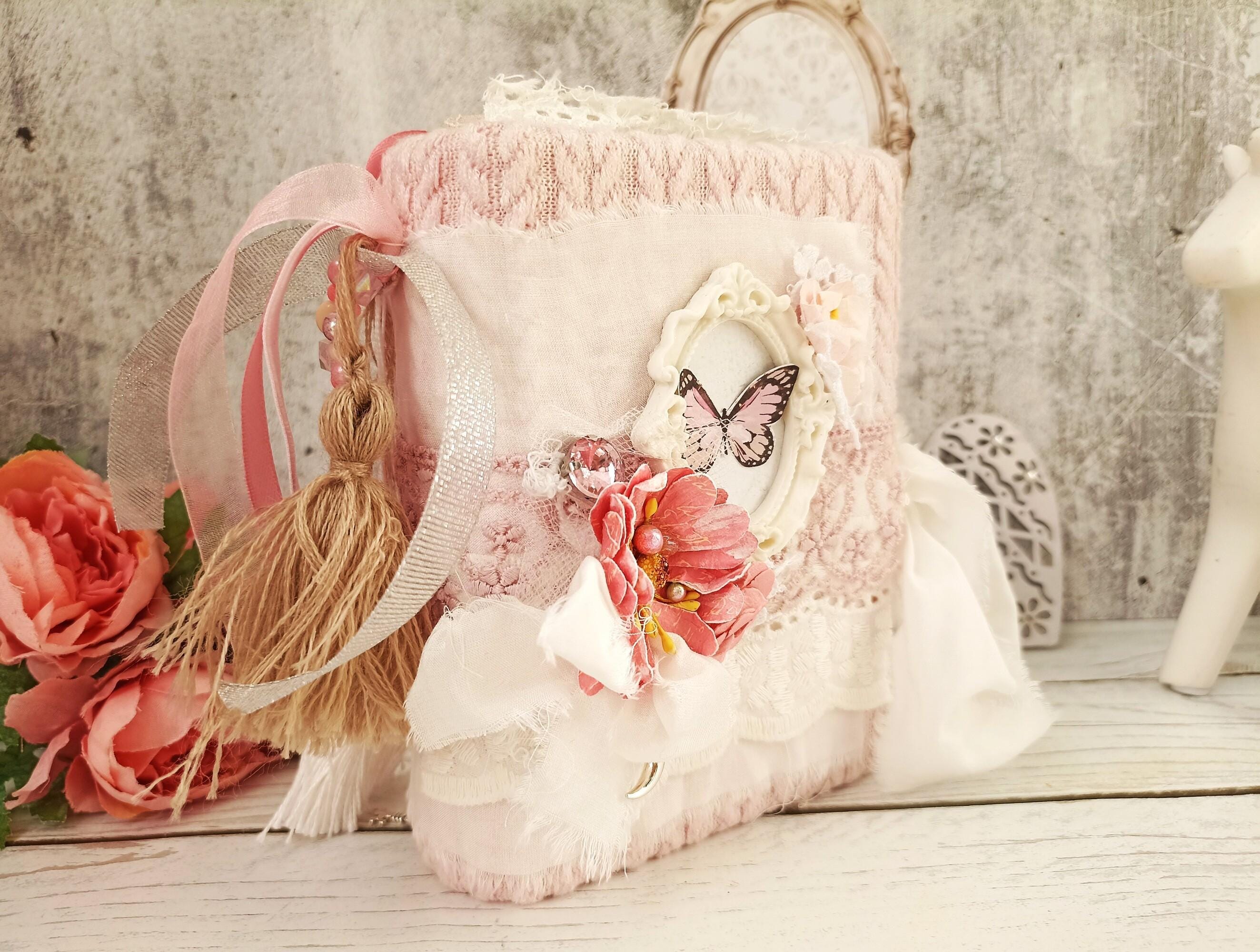 Lace Garden Daisy Junk Journal Handmade Blank Pink Fabric Wedding Guest ...