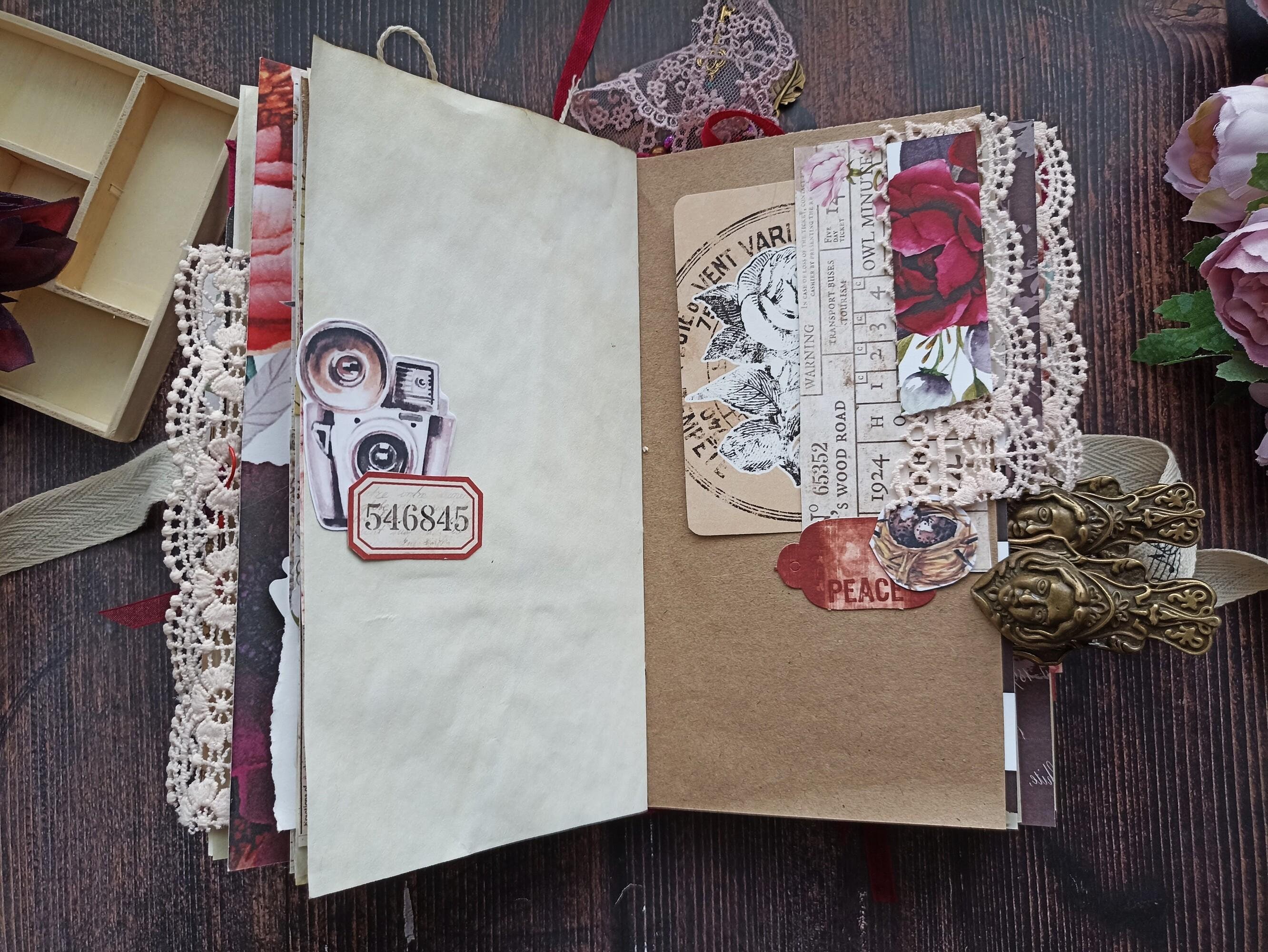 Vintage Dark Red Junk Journal for Sale Antique Roses Treasure Book ...