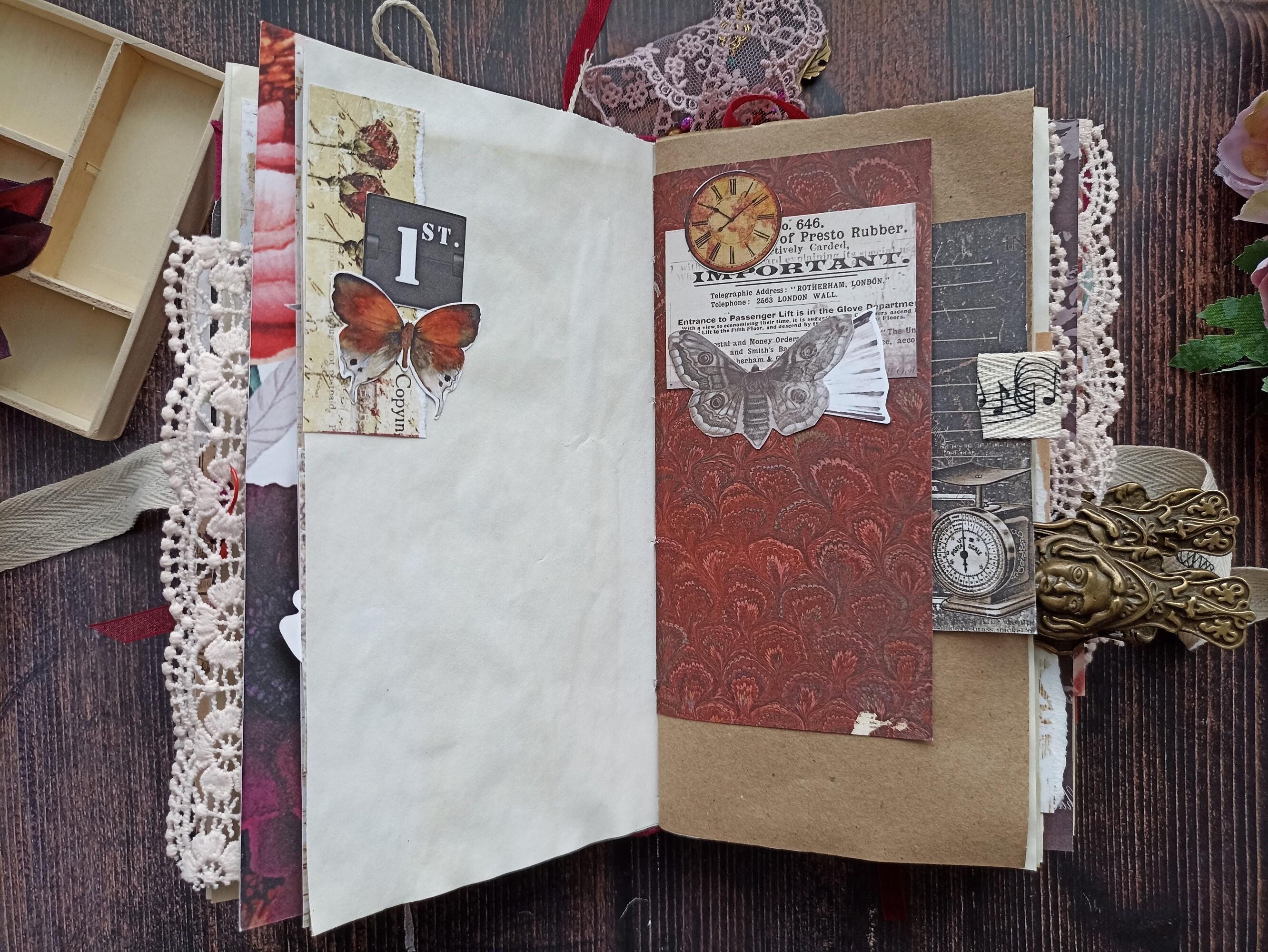Vintage Dark Red Junk Journal for Sale Antique Roses Treasure Book ...