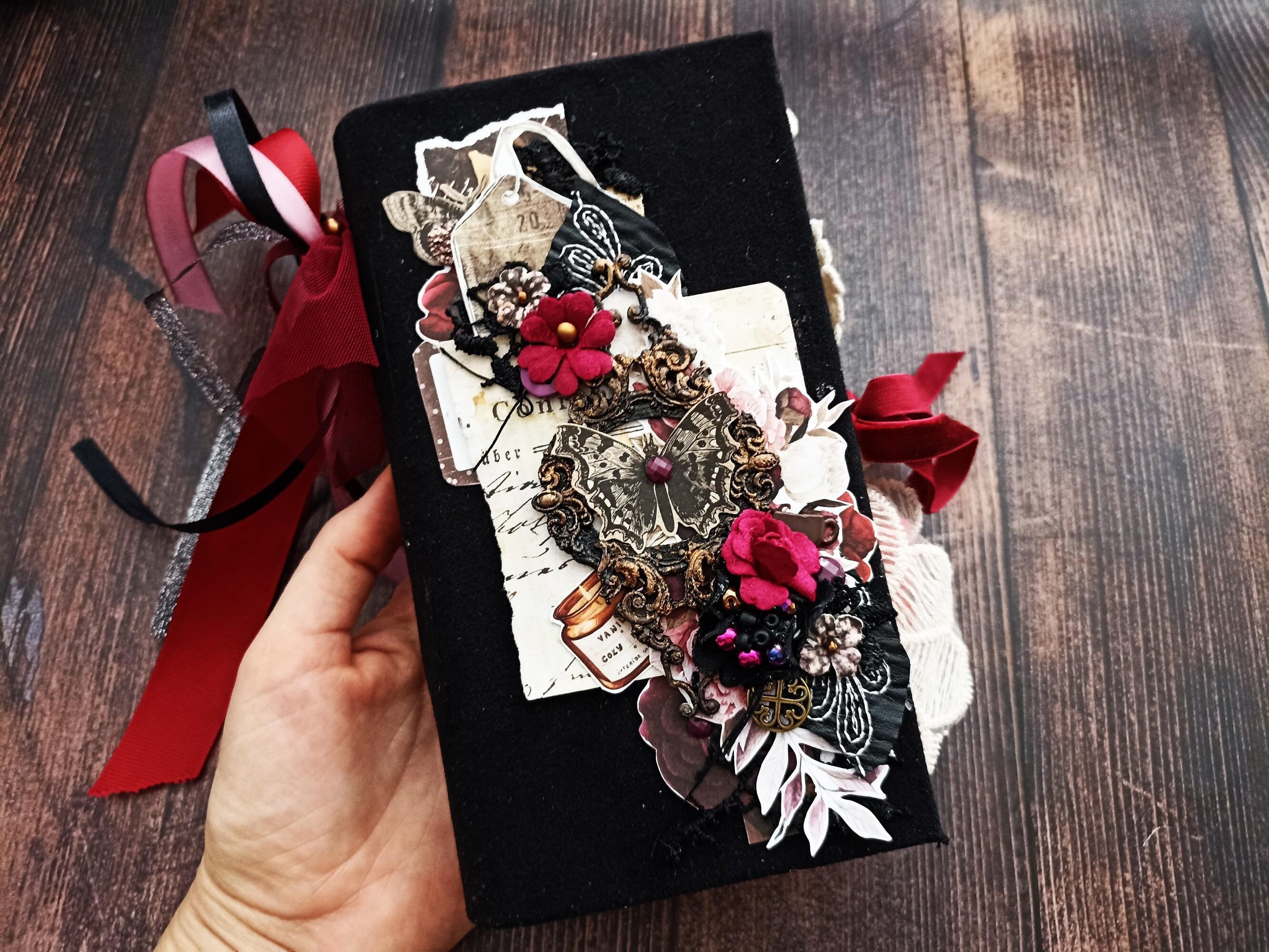 Vintage Dark Red Junk Journal for Sale Antique Roses Treasure Book ...