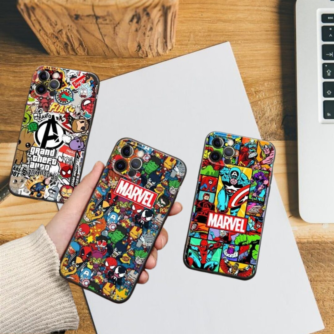 Cartoon Superheros Logo Comics Black Silicone Phone Case for iPhone 15 ...