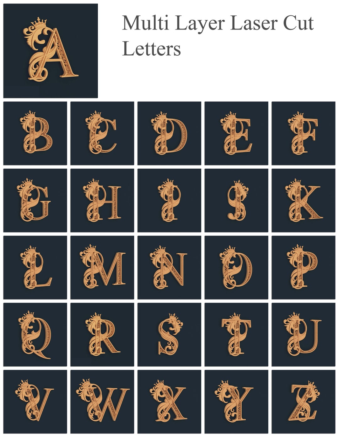 Layered Letter A to Z, DXF, Digital Download, Wallart Multilayer, Laser ...