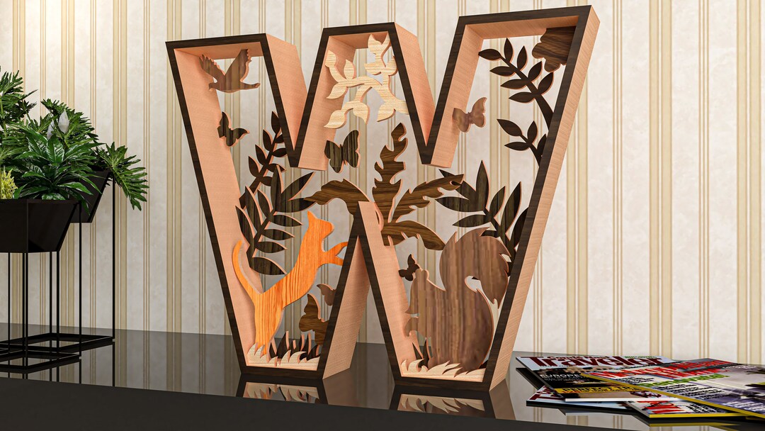 Layered Letter W, DXF, Digital Download, Wall Art Multilayer Letter ...