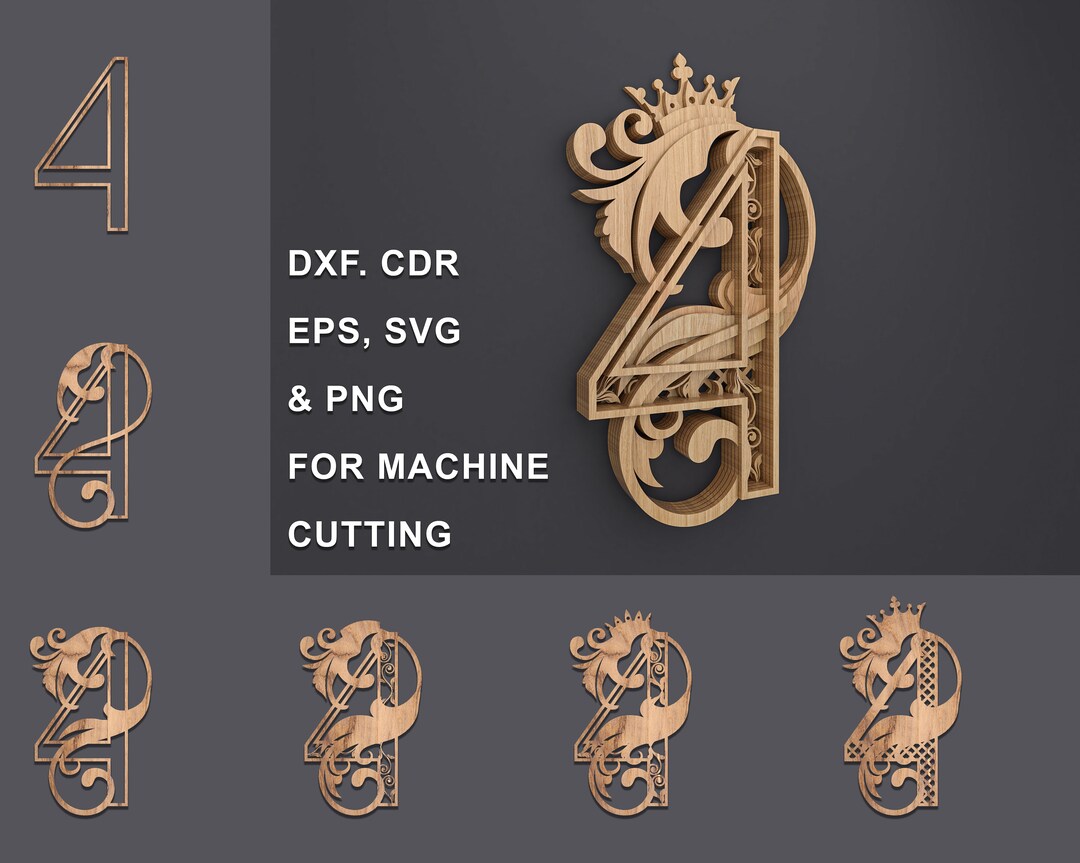 Layered Number 4, DXF, Digital Download, Wall Art Multilayer Number ...