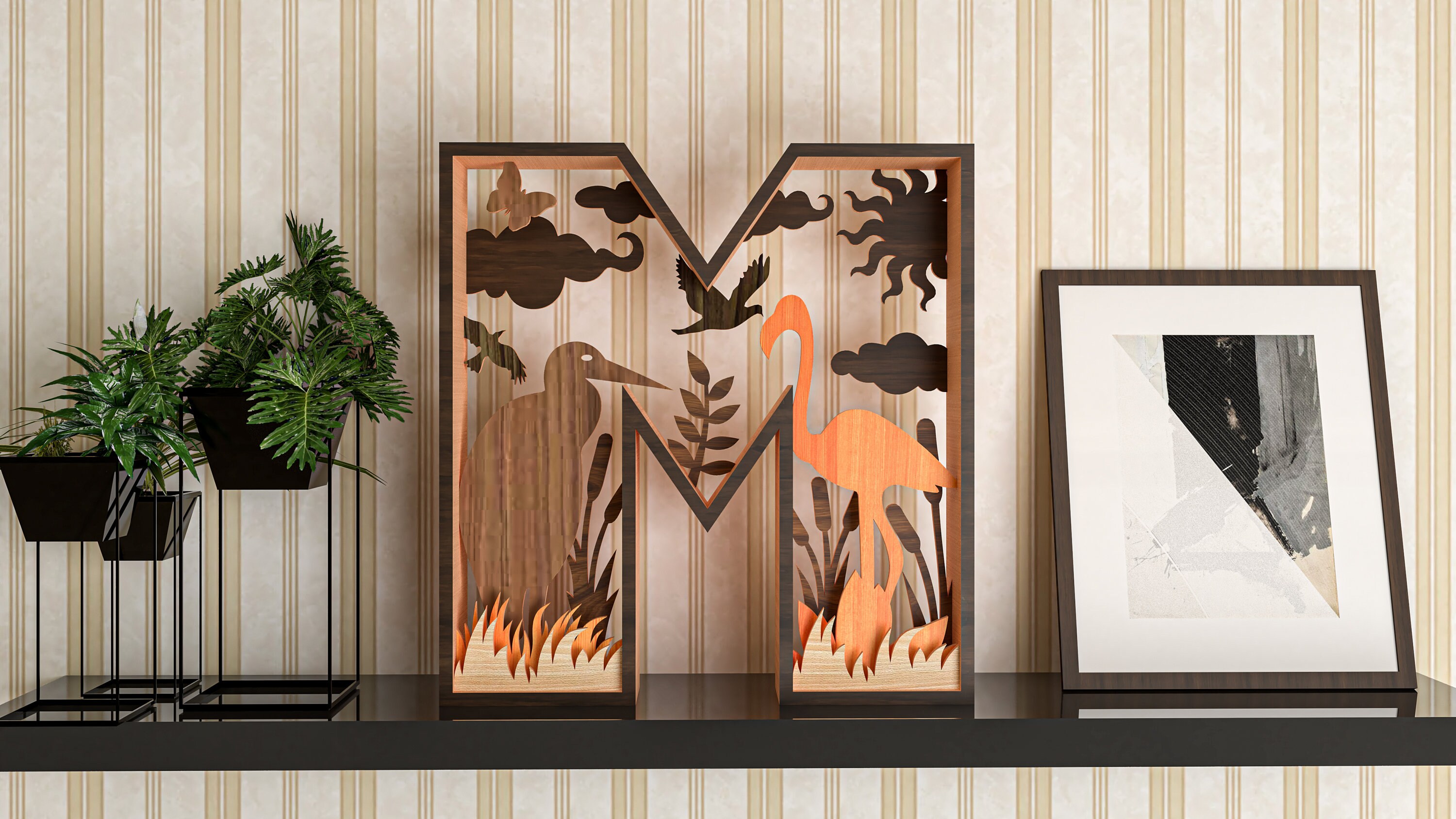 Layered Letter M, DXF, Digital Download, Wall Art Multilayer Letter ...