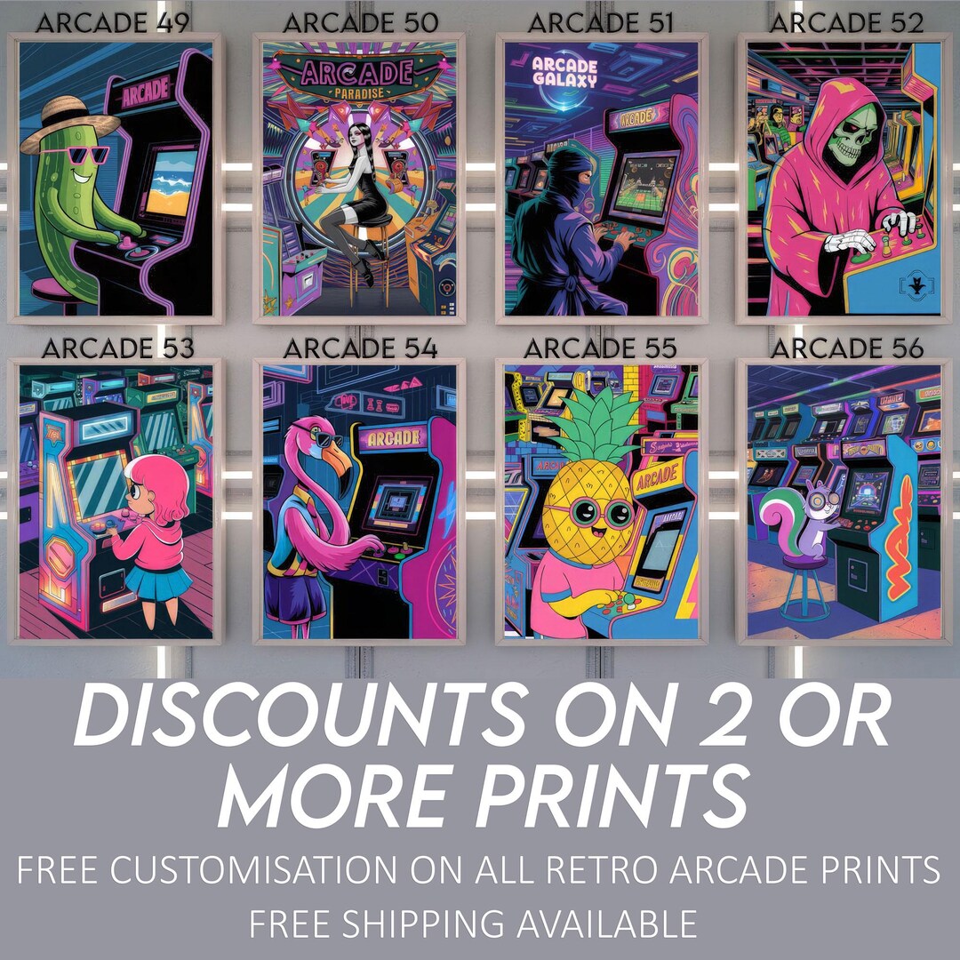 Retro Arcade Wall Art Prints Vibrant 80s-inspired Gaming Posters for ...