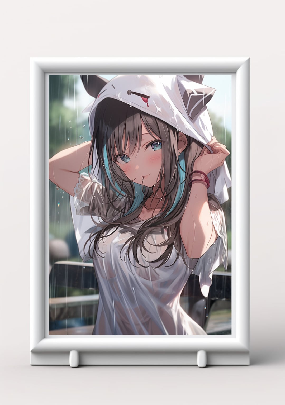 White Wet T-shirt Girl Anime Art Print Poster, Girl in the Rain Manga ... White Wet T-shirt Girl Anime Art Print Poster, Girl in the Rain Manga ...