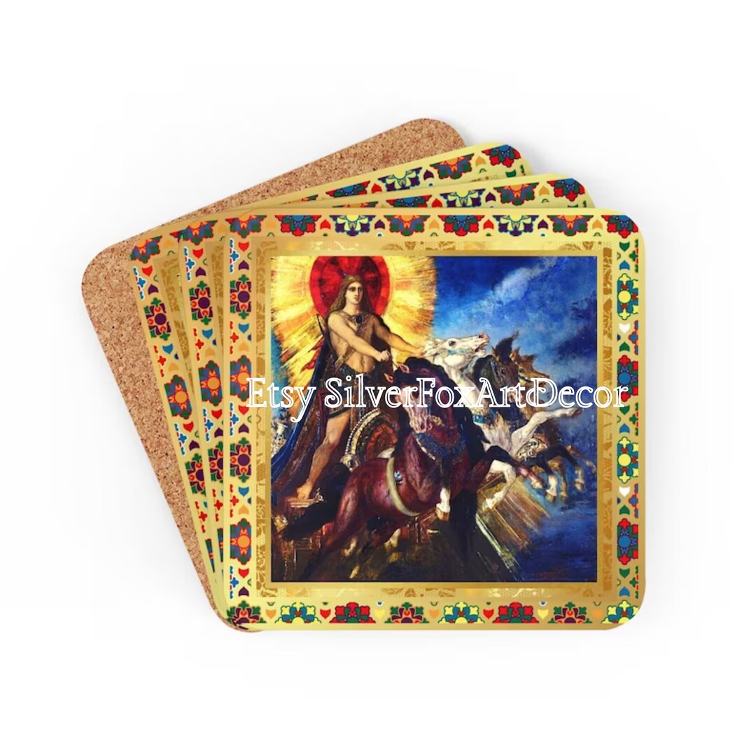 Set of 4 Classic Vintage Mythology Art Corkwood Coasters SF Remastered ...