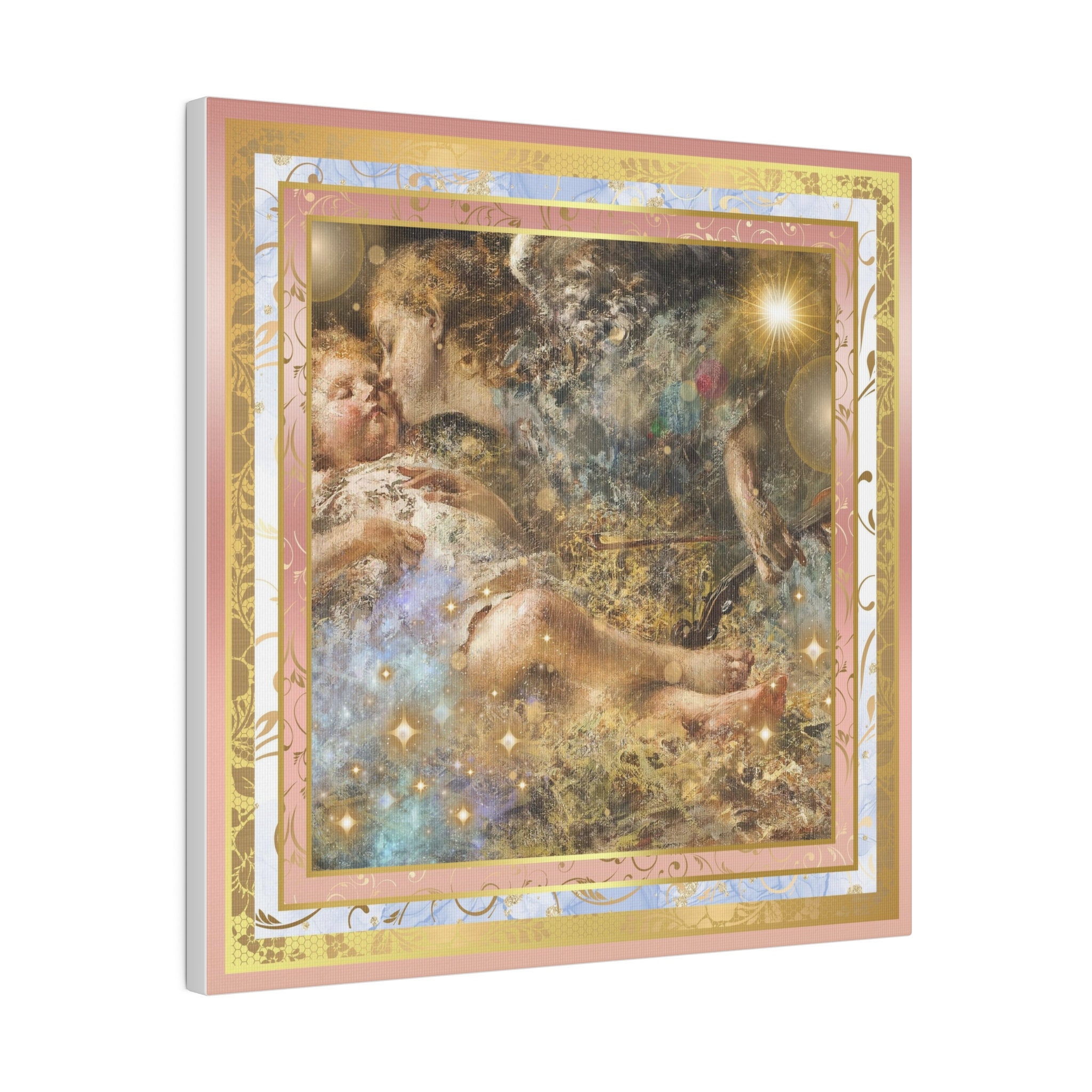 Classic Angels Wall Art 14x14 Stretched Matte Canvas Boho Style Decor S ...