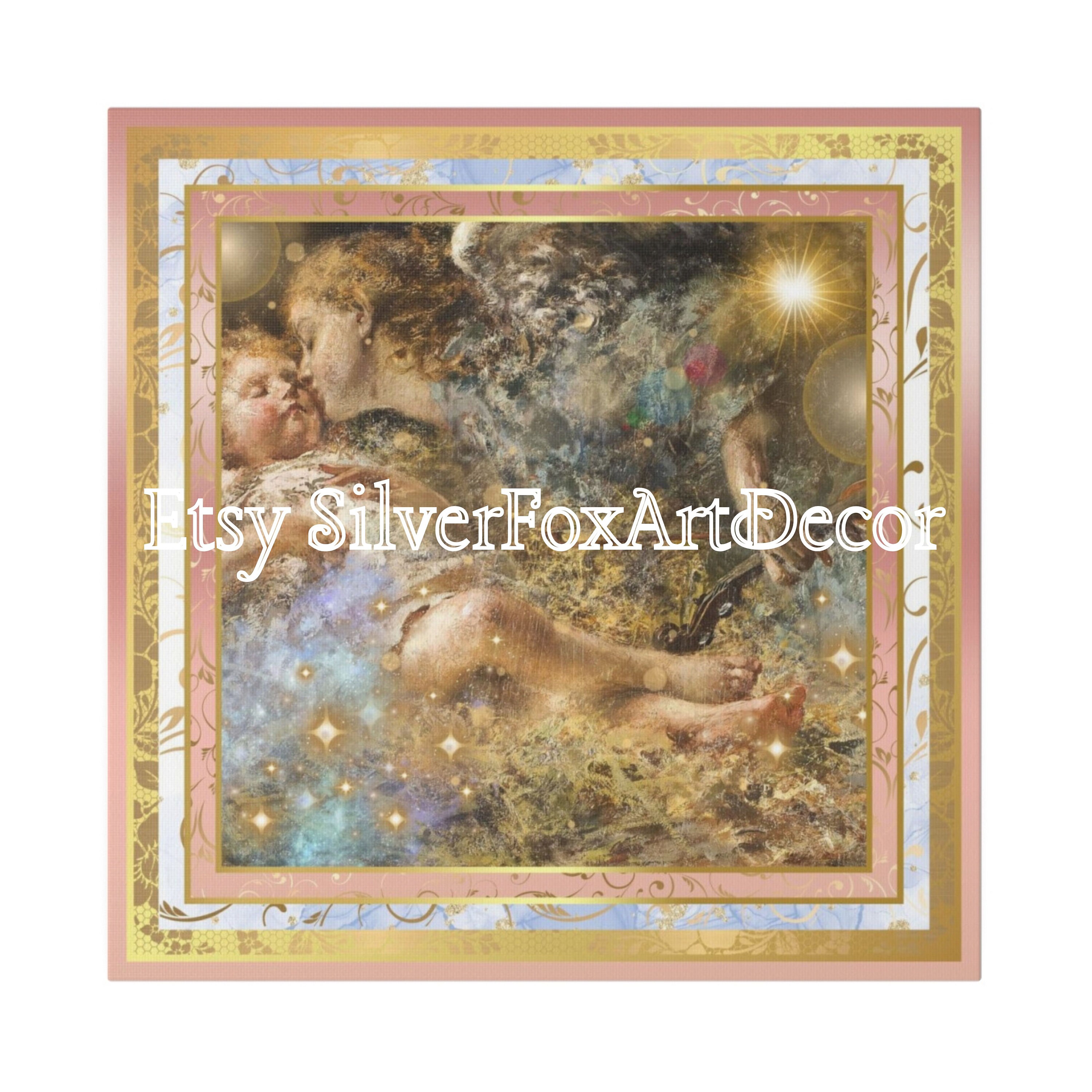 Classic Angels Wall Art 14x14 Stretched Matte Canvas Boho Style Decor S ...