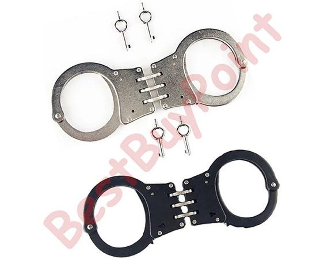 Hand Handcuffs Hinged Double Lock Strong Metal Steel Bondage BDSM Cuffs Wrist Sex Toy Fantasy ...
