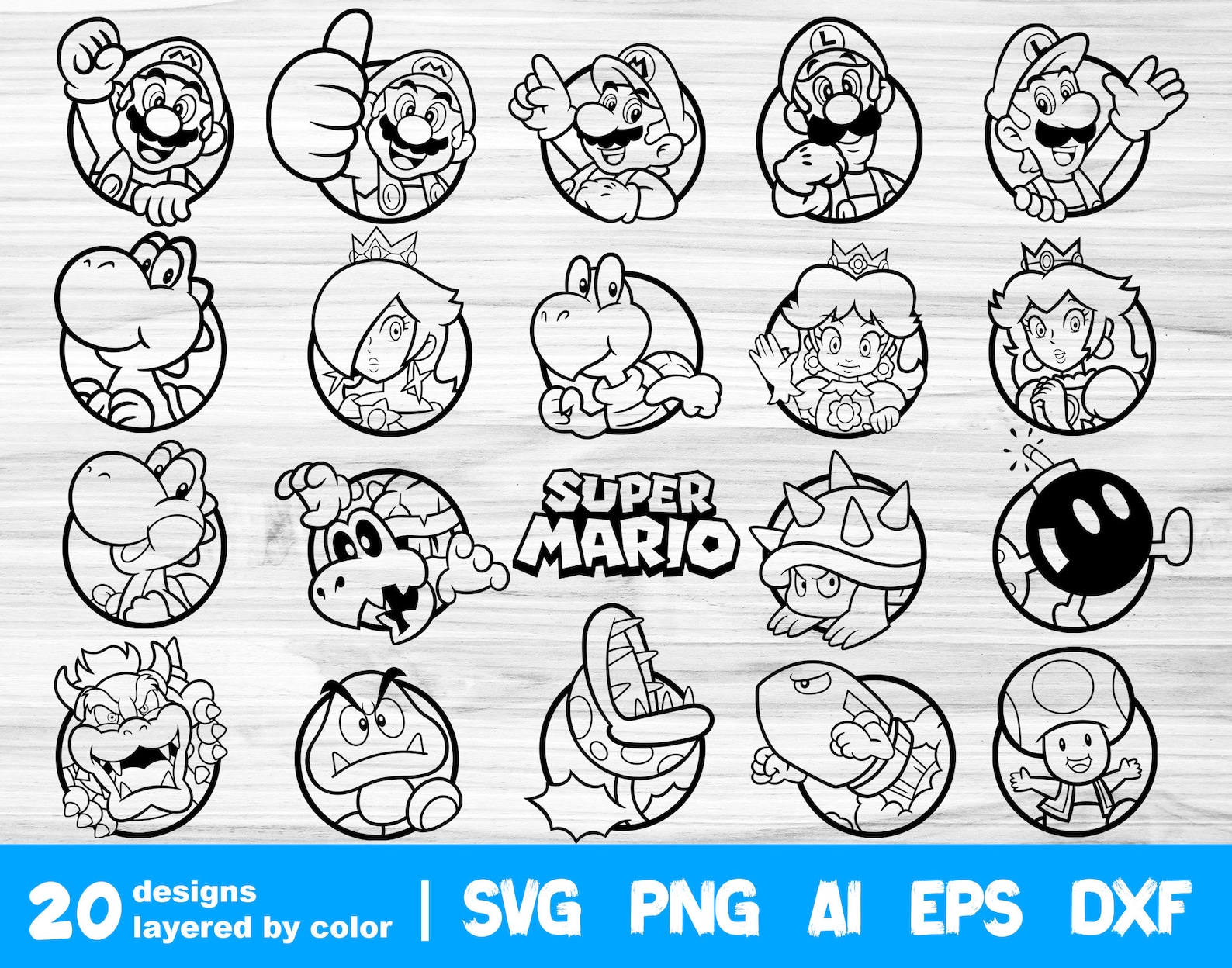 Super Mario Outline Svg Bundle Instant Download Super Mario - Etsy Denmark