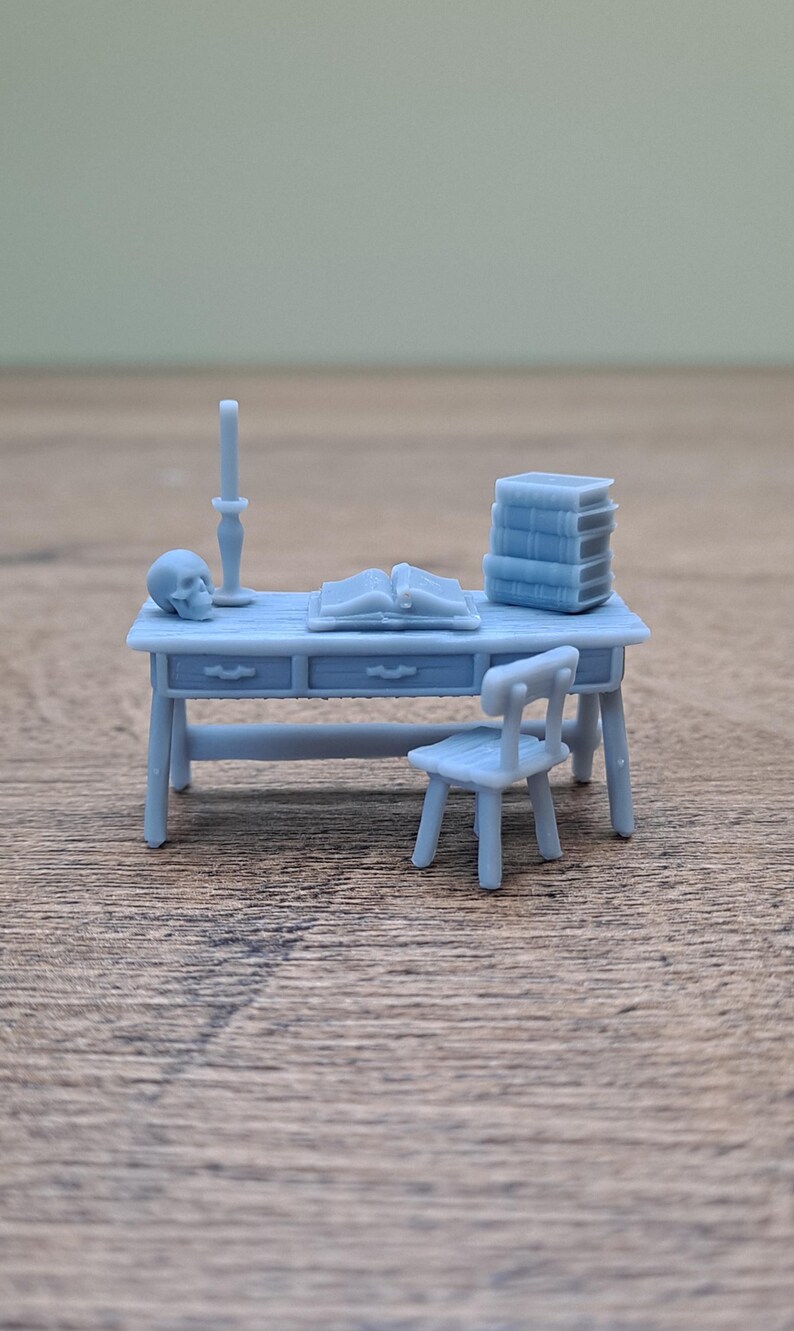 Middeleeuws bureau, tafel, toonbank, werkblad, houtlook, miniatuur ...