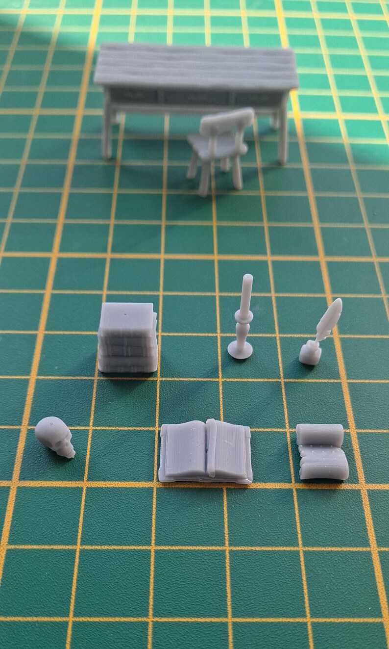 Middeleeuws bureau, tafel, toonbank, werkblad, houtlook, miniatuur ...