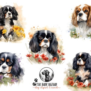 Watercolor Cavalier King Charles Spaniel Clipart Bundle 10 High Quality ...