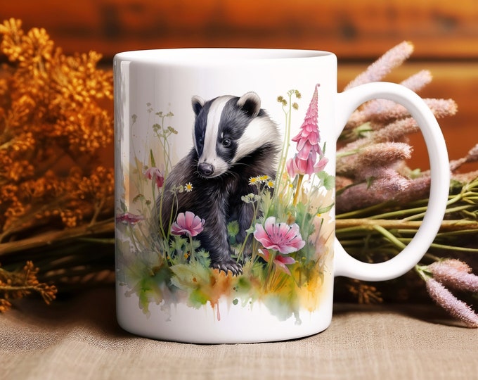 Badger Cuddle Illustration Mug - Etsy